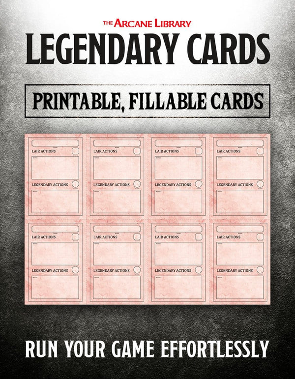 Fillable Legendary Cards (5E) - The Arcane Library