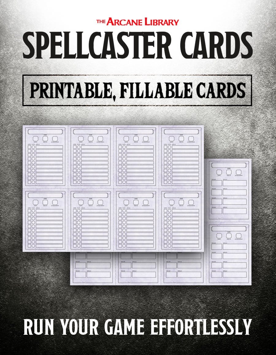 Fillable Spellcaster Cards (5E) - The Arcane Library